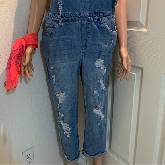 Almost Famous | Pants & Jumpsuits | Faded Torn Denim Overalls | Poshmark